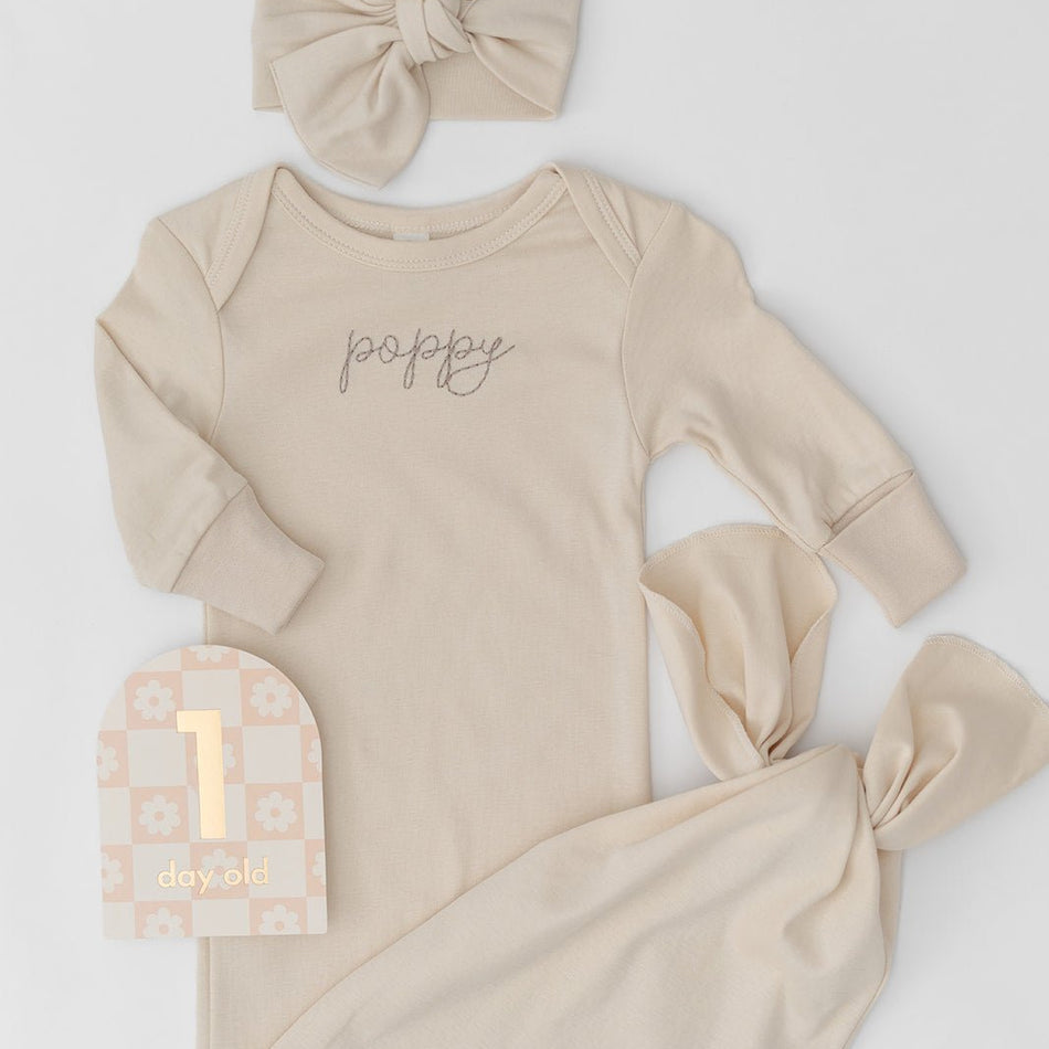 The Embroidered Infant Gown – Honey Moon Baby Co